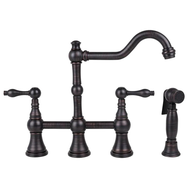 Brienza Two-Handle Kitchen Bridge Faucet with Sprayer Oil Rubbed Bronz ...
